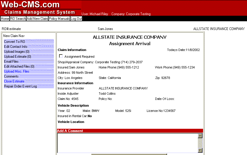 Assignment Arrival Report